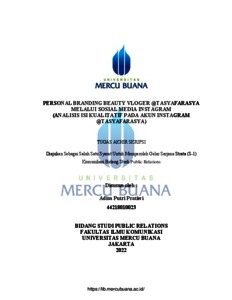 PERSONAL BRANDING BEAUTY VLOGER @TASYAFARASYA MELALUI SOSIAL MEDIA INSTAGRAM (ANALISIS ISI ...